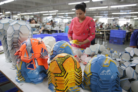 Football manufacturing at Jalandhar, India - 02 Jun 2018 Stock Pictures ...