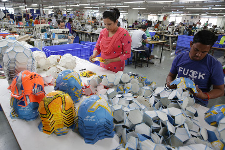 Indian Workers Work On Manufacturing Footballs Editorial Stock Photo ...