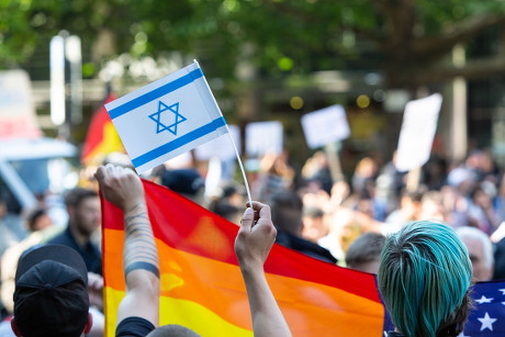 Counter Demonstrators Support Israel Wave Israli Editorial Stock Photo ...