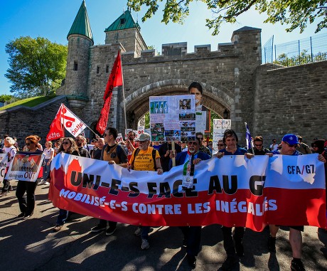 G7 Summit protest in Quebec City, Canada - 09 Jun 2018 Stock Pictures ...