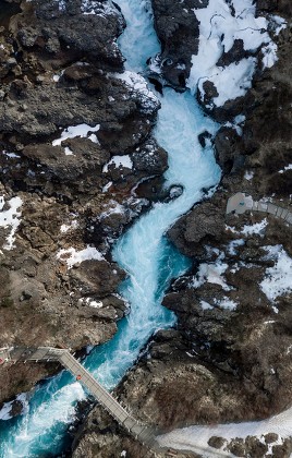 Aerial View Torrential River Hvita Above Editorial Stock Photo - Stock ...