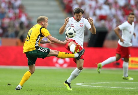 Polands Grzegorz Krychowiak C Lithuanias Modestas Editorial Stock Photo ...