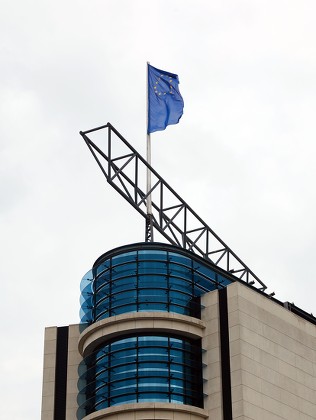 Eu Flag Flies Atop Headquarters Social Editorial Stock Photo - Stock ...