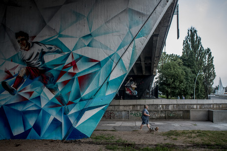 Local Woman Walks Dog Under Bridge Editorial Stock Photo - Stock Image ...