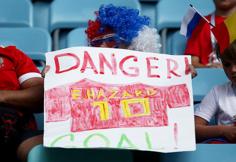 Belgium Fan Holds Eden Hazard Banner Editorial Stock Photo - Stock ...