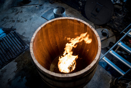 Fire Burns Roast Interior Semifinished Barrel Editorial Stock Photo ...