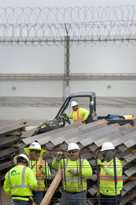 Workers Prepare Metal Rebar Site Where Editorial Stock Photo - Stock ...