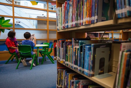 Two Children Read Books Public Library Editorial Stock Photo - Stock ...