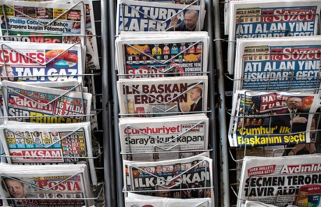 Turkish Newspapers Headline First President Erdogan Editorial Stock ...