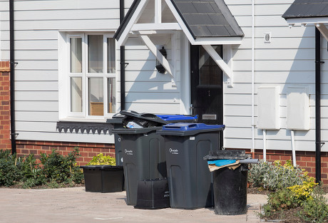 Unemptied Rubbish Bins Seen Behind Police Editorial Stock Photo - Stock ...