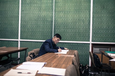 Man Writing Down His English Class Editorial Stock Photo - Stock Image ...