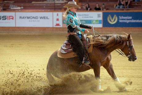 Reining Tournament, Western Riding, CS Ranch, Givrins, Switzerland - 07 Jul 2018 Stock Pictures ...