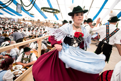 Woman Traditional Bavarian Attire Dances Beer Editorial Stock Photo ...