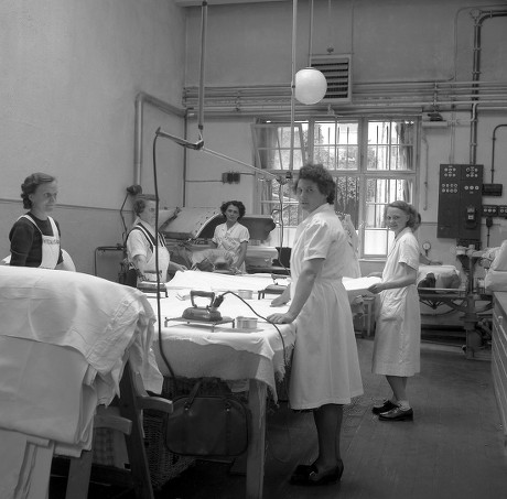 Women Folding Ironing Textiles Around 1950 Editorial Stock Photo ...