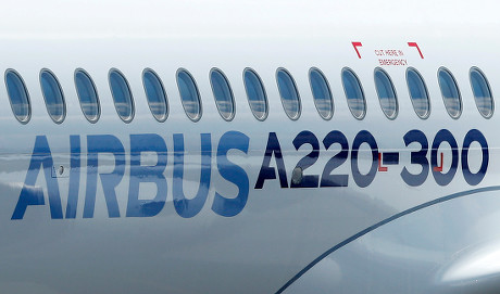 New Airbus A220300 Aircraft During Presentation Editorial Stock Photo ...