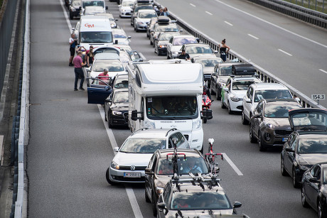 Vehicles Sit Traffic Jam Near Front Editorial Stock Photo - Stock Image ...