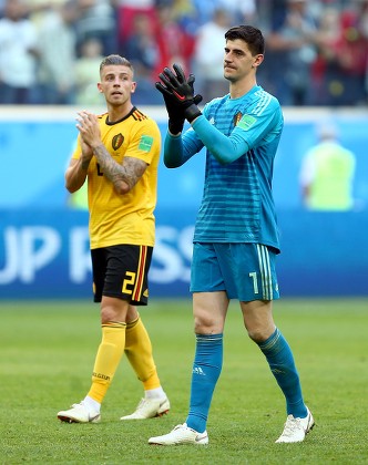 Belgium Goalkeeper Thibaut Courtois Toby Alderweireld Editorial Stock ...