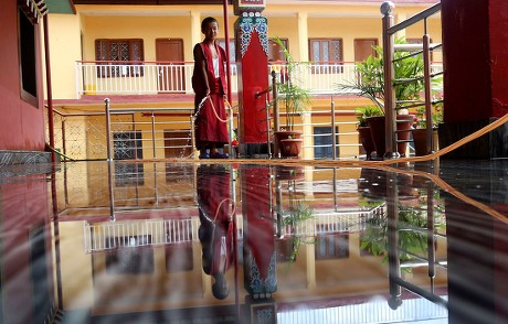 Young Buddhist Monks Clean Outdoor Area Editorial Stock Photo - Stock ...