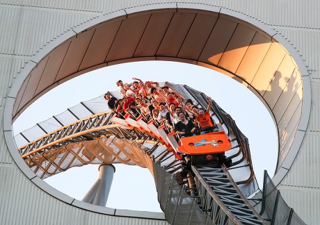 Visitors Ride Thrilling Roller Coaster Amusement Editorial Stock Photo ...