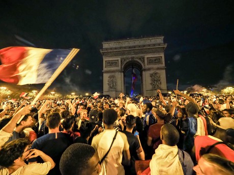 French Football Fans Celebrate Around Arc Editorial Stock Photo - Stock ...