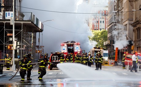 Firefighters Work Scene High Pressure Steam Editorial Stock Photo ...