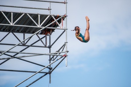 Diver Action During First Cliff Diving Editorial Stock Photo - Stock ...