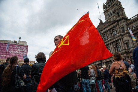 Man Seen Holding Communist Flag During Editorial Stock Photo - Stock ...
