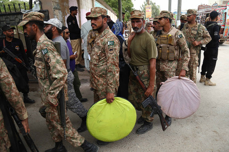 Pakistani Army Soldiers Stand Guard Polling Editorial Stock Photo ...