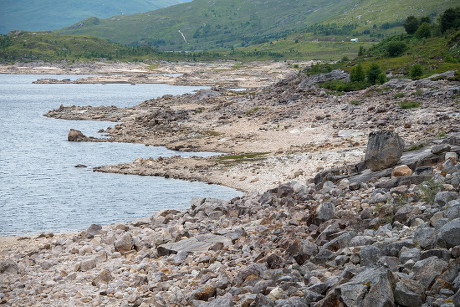 Drought in the Scottish highlands, Loch Cluanie, Scotland, UK - 24 Jul ...