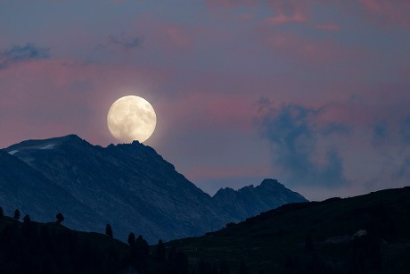 Full Moon Lights Sky Over Alps Editorial Stock Photo - Stock Image ...
