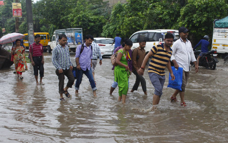 People Walk Through Waterlogged Street Sector Editorial Stock Photo ...