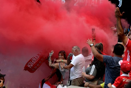 Benfica Soccer Fans Gesture Smoke Red Editorial Stock Photo - Stock ...