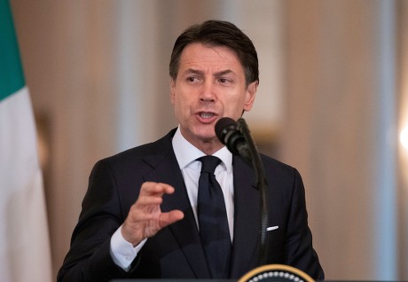 Giuseppe Conte Answers Reporters Question During Editorial Stock Photo ...