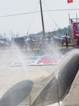 Water Spurts Out Two Tubes Tianpu Editorial Stock Photo - Stock Image ...