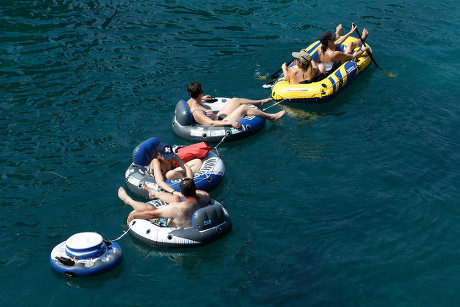 People Inflatable Boats Float Down Rhone Editorial Stock Photo - Stock ...