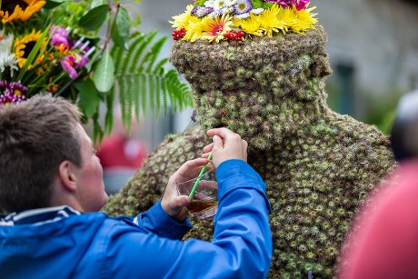 Burryman Meets Residents He Parades Through Editorial Stock Photo ...