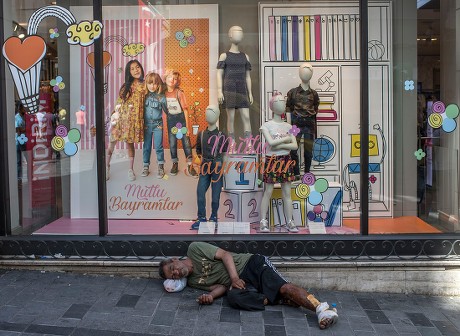 Homeless Man Sleeps Front Clothing Stores Editorial Stock Photo - Stock ...