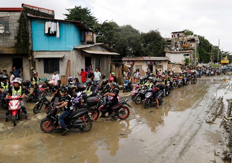 Filipino Motorcycle Riders Maneuver Along Muded Editorial Stock Photo ...