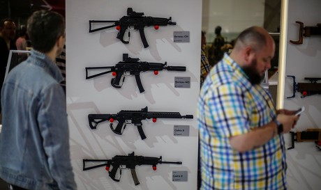 Visitors Examine Kalashnikov Assault Rifles Presentation Editorial ...