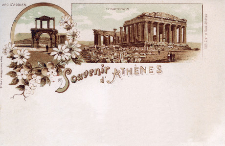 Souvenir Postcard Athens Greece Showing Arch Editorial Stock Photo ...