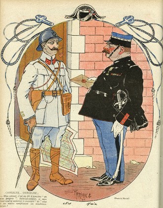 Cartoon Showing French Gendarme Rather Officiously Editorial Stock ...