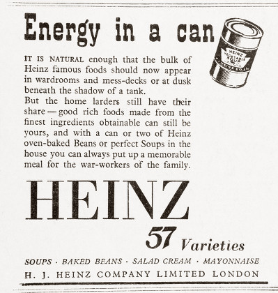 1943 Advertisement Heinz 57 Varieties Canned Editorial Stock Photo ...