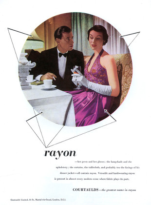 Courtaulds Rayon Advertisement Featuring Glamorous Couple Editorial ...