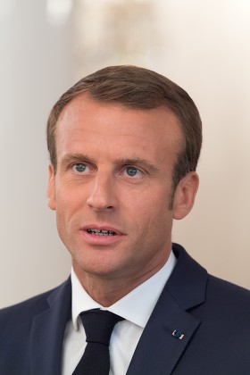 French President Emmanuel Macron During Press Editorial Stock Photo ...