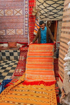 Carpet Dealer Shows Moroccan Carpet Souk Editorial Stock Photo - Stock ...