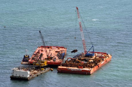 Debris Wrecked Ship Winched Aboard Salvage Editorial Stock Photo ...