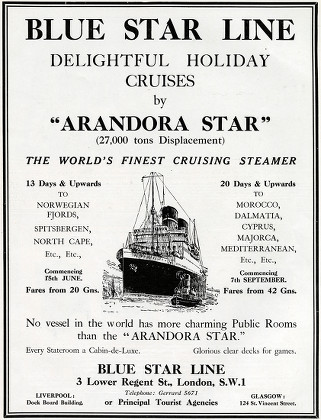 Advertisement Arandora Star Blue Star Line Editorial Stock Photo ...