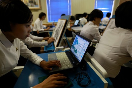 North Korean Students Use Computers During Editorial Stock Photo ...