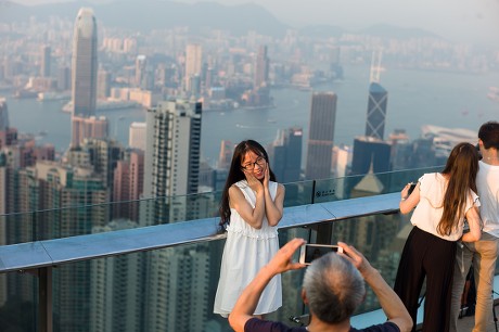 Woman Poses Photographs On Panoramic Deck Editorial Stock Photo - Stock ...