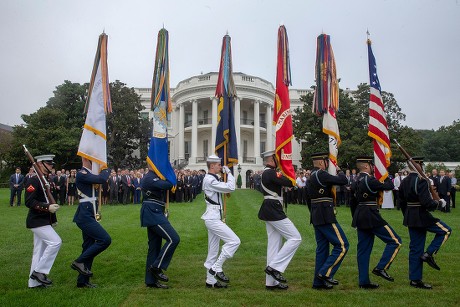 Military Color Guard Presents Flag Staff Editorial Stock Photo - Stock ...